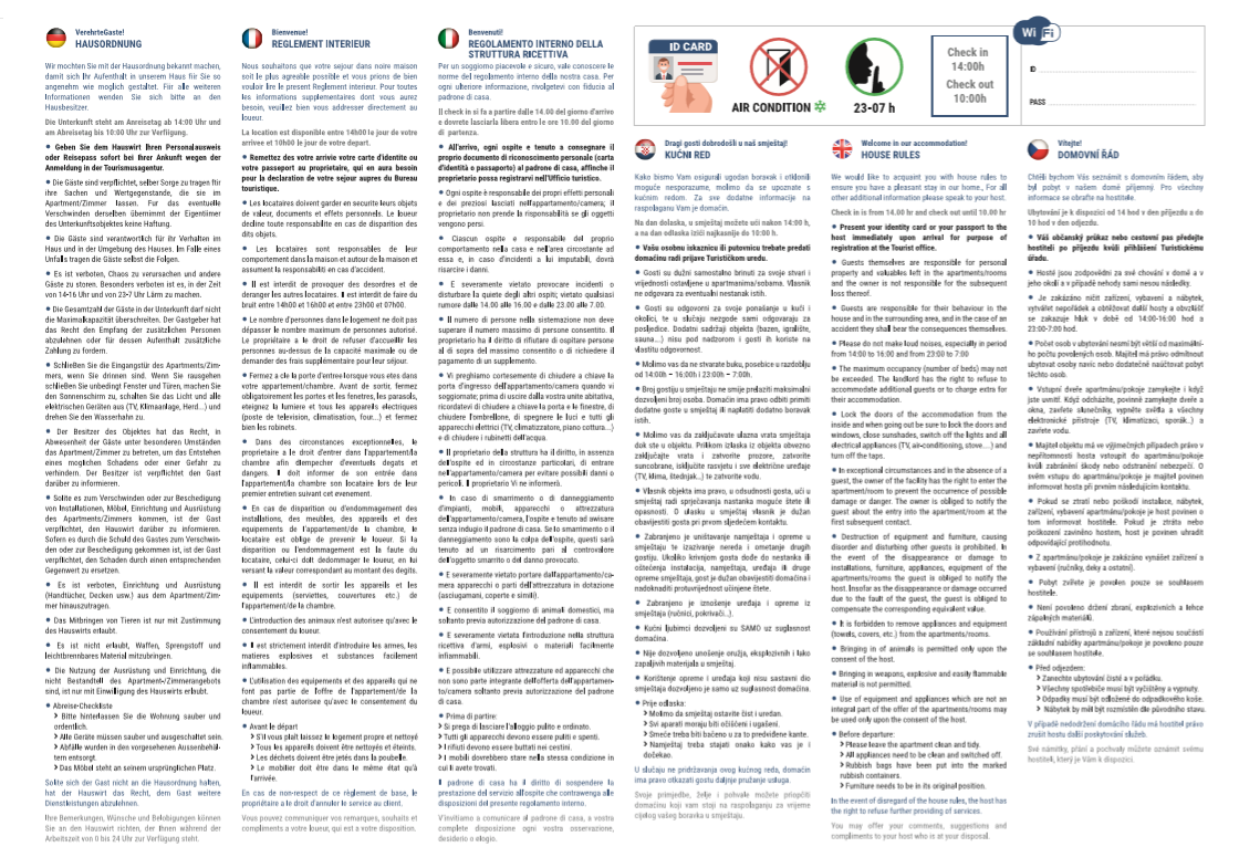 Kućni red za privatne iznajmljivače – TZ-Tribunj